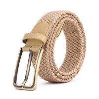 China Mix Color 3.5cm Wide Cotton Braided Stretch Elastic Belt for Men 120cm for sale