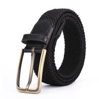 China Mix Color 3.5cm Wide Cotton Braided Stretch Elastic Belt for Men 120cm for sale