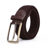 China Mix Color 3.5cm Wide Cotton Braided Stretch Elastic Belt for Men 120cm for sale