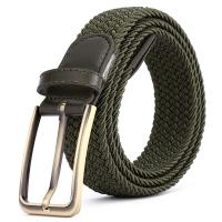 China Mix Color 3.5cm Wide Cotton Braided Stretch Elastic Belt for Men 120cm for sale