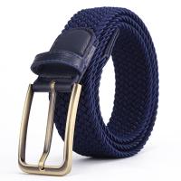 China Mix Color 3.5cm Wide Cotton Braided Stretch Elastic Belt for Men 120cm for sale