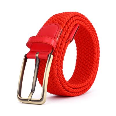 China Mix Color 3.5cm Wide Cotton Braided Stretch Elastic Belt for Men 120cm for sale
