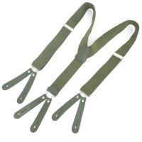China Army Green Elastic Suspender Pants 3.5cm Microfiber Leather Y Back Suspenders Custom for sale