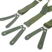 China Army Green Elastic Suspender Pants 3.5cm Microfiber Leather Y Back Suspenders Custom for sale