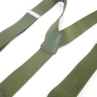 China Army Green Elastic Suspender Pants 3.5cm Microfiber Leather Y Back Suspenders Custom for sale