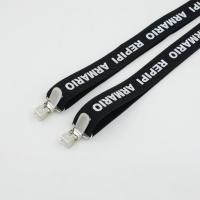 China Brace Elastic Strap Clip 2.5cm 4 Button Black Leather Suspenders for sale