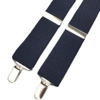 China Pure Color Braces Polyester Mens Trouser Braces 3.5cm Solid Leather Suspenders for sale