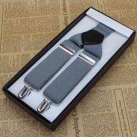 China Pure Color Braces Polyester Mens Trouser Braces 3.5cm Solid Leather Suspenders for sale