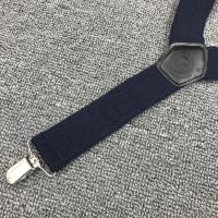 China Pure Color Braces Polyester Mens Trouser Braces 3.5cm Solid Leather Suspenders for sale