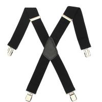 China Heavy Duty X Back Elastic Suspenders 2 Inch Width Adjustable Metal Clip Braces for Men for sale