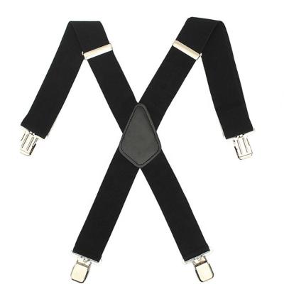 China Heavy Duty X Back Elastic Suspenders 2 Inch Width Adjustable Metal Clip Braces for Men for sale