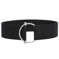 China O Ring Metal Buckle Stretch Elastic Belt for Women 1.96 Inch Width Black White Brown for sale