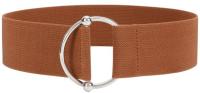 China O Ring Metal Buckle Stretch Elastic Belt for Women 1.96 Inch Width Black White Brown for sale
