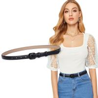 China PU Leather Skinny Belt 1.8cm Wide Slim Waist Belt for Women 24-43 Inch Waist for sale