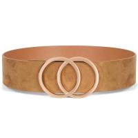 China Wide PU Leather Belt 6cm Gold Buckle Women Dress Belt Classic Stylish Custom Size for sale