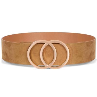 China Wide PU Leather Belt 6cm Gold Buckle Women Dress Belt Classic Stylish Custom Size for sale