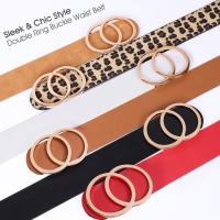 China Wide PU Leather Belt 6cm Gold Buckle Women Dress Belt Classic Stylish Custom Size for sale