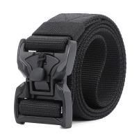 China Heavy Duty 135cm Black Nylon Web Belt Military Style 38mm Width Quick Release Magnetic Buckle for sale