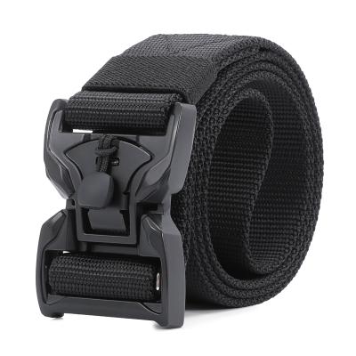 China Heavy Duty 135cm Black Nylon Web Belt Military Style 38mm Width Quick Release Magnetic Buckle for sale