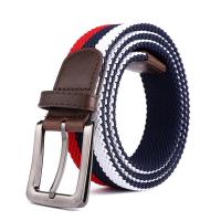 China Canvas Woven Braided Fabric Belt 3.5cm with Clip Buckles for Men and Women for sale