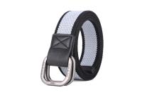 China Canvas Webbing Belt 3.8cm Double Ring Buckle with Grommets for Men for sale