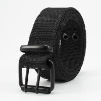 China OEM Nylon Web Belt Double Buckle 130cm Men Casual Jeans Belt Durable Fabric for sale
