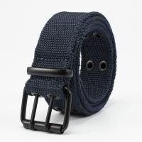 China OEM Nylon Web Belt Double Buckle 130cm Men Casual Jeans Belt Durable Fabric for sale