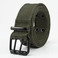 China OEM Nylon Web Belt Double Buckle 130cm Men Casual Jeans Belt Durable Fabric for sale