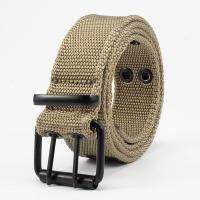 China OEM Nylon Web Belt Double Buckle 130cm Men Casual Jeans Belt Durable Fabric for sale