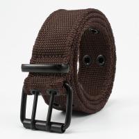 China OEM Nylon Web Belt Double Buckle 130cm Men Casual Jeans Belt Durable Fabric for sale