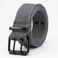 China OEM Nylon Web Belt Double Buckle 130cm Men Casual Jeans Belt Durable Fabric for sale
