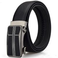 China Custom PU Leather Belt with Automatic Buckle for Men 110-125cm Black Coffee Brown for sale
