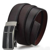 China Custom PU Leather Belt with Automatic Buckle for Men 110-125cm Black Coffee Brown for sale