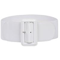 China Women Elastic Belt with Vintage Patent Leather Buckle 7.5cm Wide Adjustable 26-44 Inch for sale