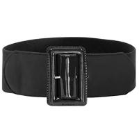 China Women Elastic Belt with Vintage Patent Leather Buckle 7.5cm Wide Adjustable 26-44 Inch for sale