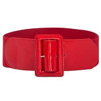 China Women Elastic Belt with Vintage Patent Leather Buckle 7.5cm Wide Adjustable 26-44 Inch for sale