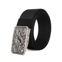 China Black Businessman Buckle Nylon Belt 130cm Braided Web Belt for Men for sale