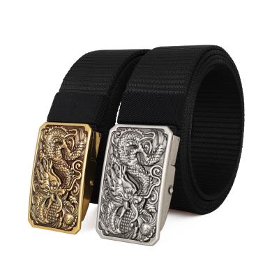China Black Businessman Buckle Nylon Belt 130cm Braided Web Belt for Men for sale