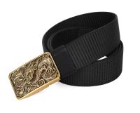 China Black Businessman Buckle Nylon Belt 130cm Braided Web Belt for Men for sale