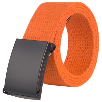 China Canvas Cotton Belt 110cm Long 3.8cm Wide 18 Colors Men Casual Adjustable Fabric Belt for sale