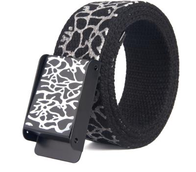 China Canvas Cotton Webbing Belt 110cm Length 3.8cm Width Unisex Casual Graffiti Design for sale