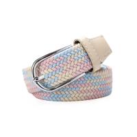 China PU Alloy Buckle Stretch Elastic Belt 3.5cm x 100cm Polyester Cotton Waist Belt for sale