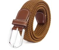 China Elastic Braided Belt for Men 3.5cm Width 105cm Length No Buckle Woven Zinc Alloy for sale