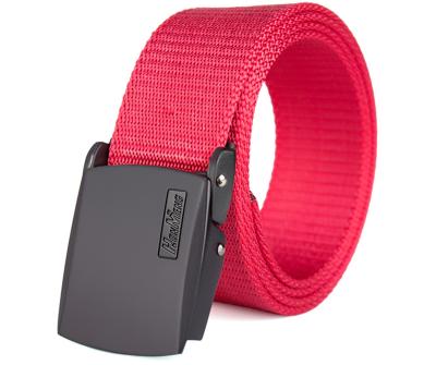 China Textured Buckle Nylon Military Web Belt 130cm Zinc Alloy Plate Brushed Khaki for sale
