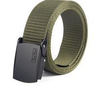 China Textured Buckle Nylon Military Web Belt 130cm Zinc Alloy Plate Brushed Khaki for sale