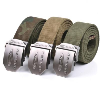 China Metal Buckle Canvas Fabric Web Belt 3.8cm Wide 100cm Length Casual Waist Strap for sale