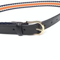 China Kids Elastic Stretch Belt 2.5cm x 80cm Polyester with Genuine Leather Adjustable Boys Girls for sale
