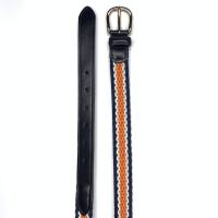 China Kids Elastic Stretch Belt 2.5cm x 80cm Polyester with Genuine Leather Adjustable Boys Girls for sale