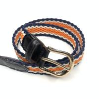 China Kids Elastic Stretch Belt 2.5cm x 80cm Polyester with Genuine Leather Adjustable Boys Girls for sale