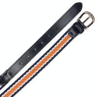 China Kids Elastic Stretch Belt 2.5cm x 80cm Polyester with Genuine Leather Adjustable Boys Girls for sale